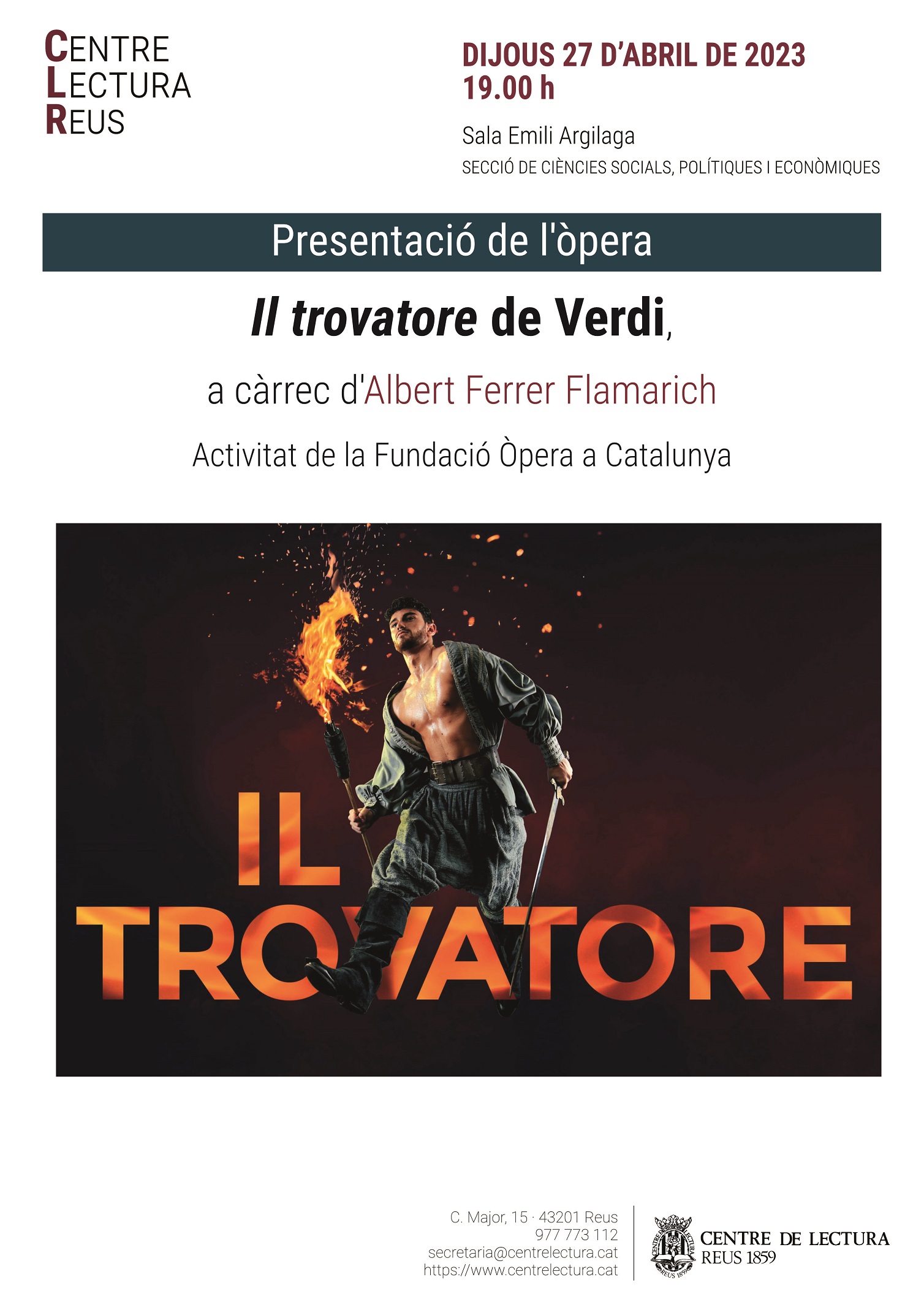 Presentació de l’òpera Il trovatore, de Verdi – Centre de Lectura